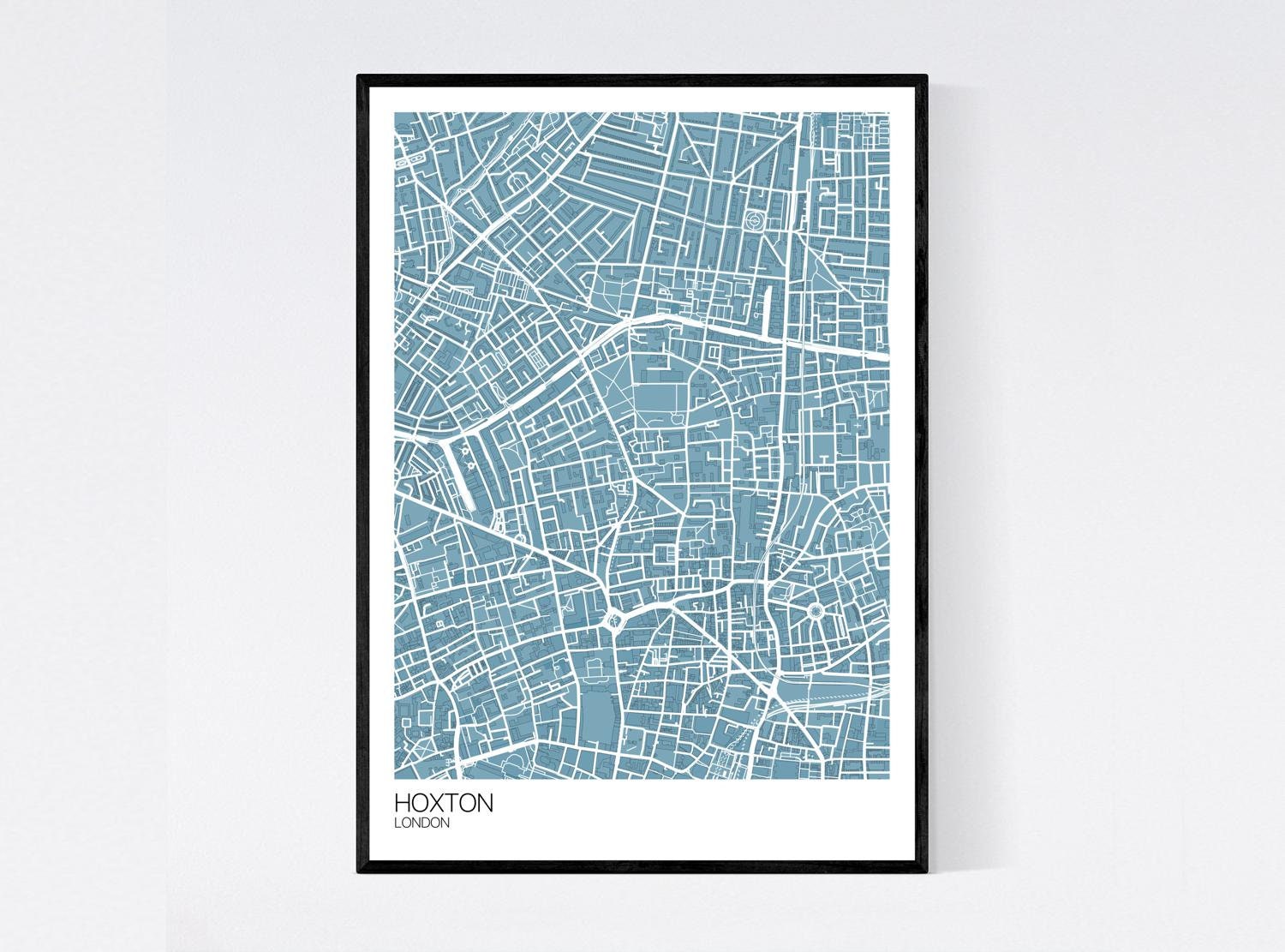 Hoxton London Map Art Print Many Colours 350gsm Art | Etsy