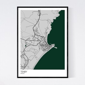 Tenby, Wales Map Art Print Many Styles 350gsm Art Quality Paper Fast ...