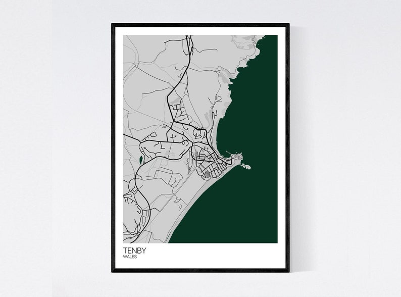 Tenby Wales Map Art Print Many Styles 350gsm Art Quality - Etsy UK