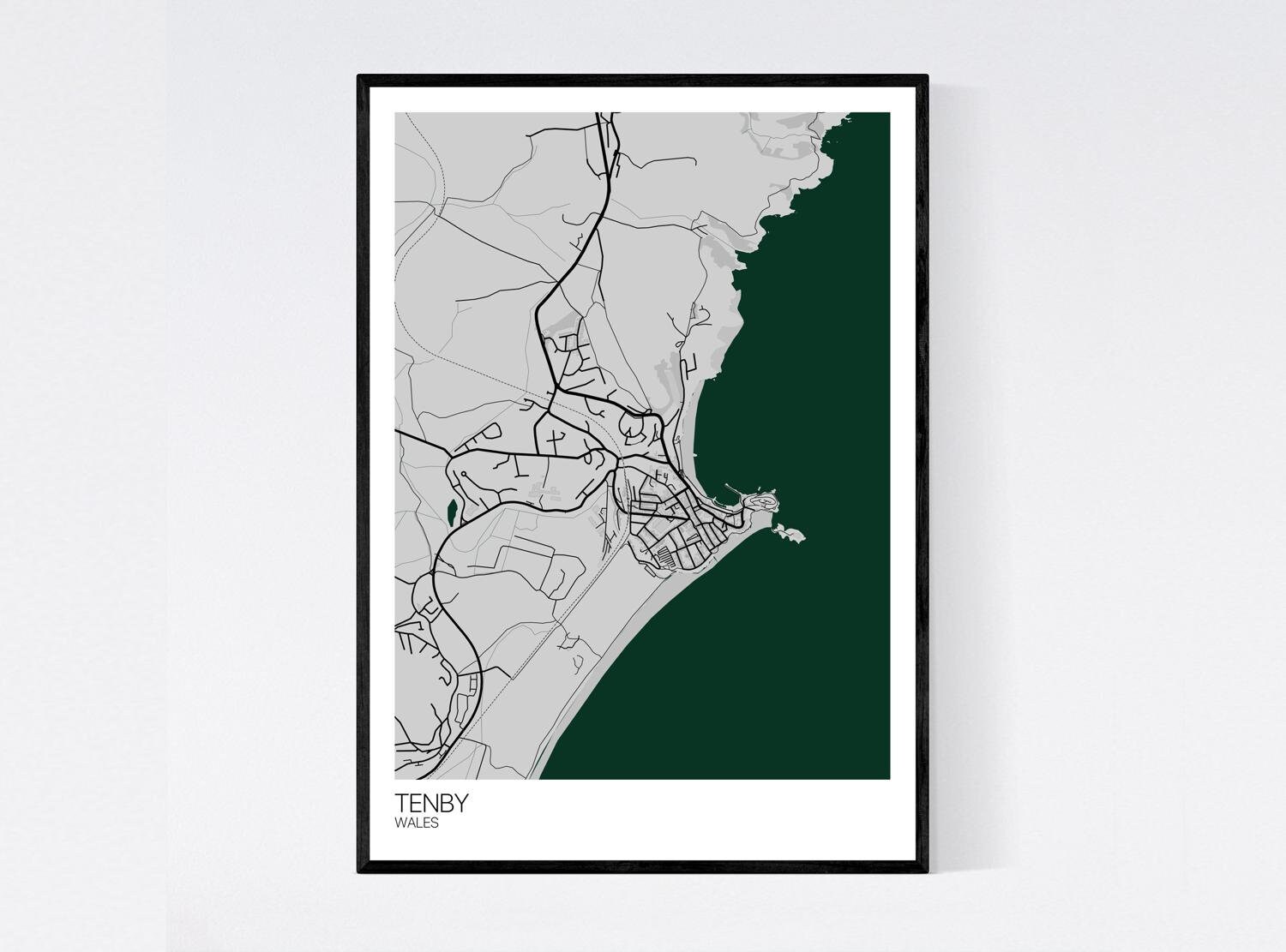 Tenby Wales Map Art Print Many Styles 350gsm Art Quality - Etsy UK