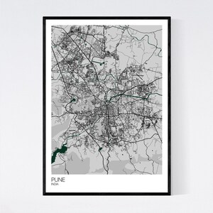 Pune, India Map Art Print Many Styles Art Quality Paper Fast Delivery ...