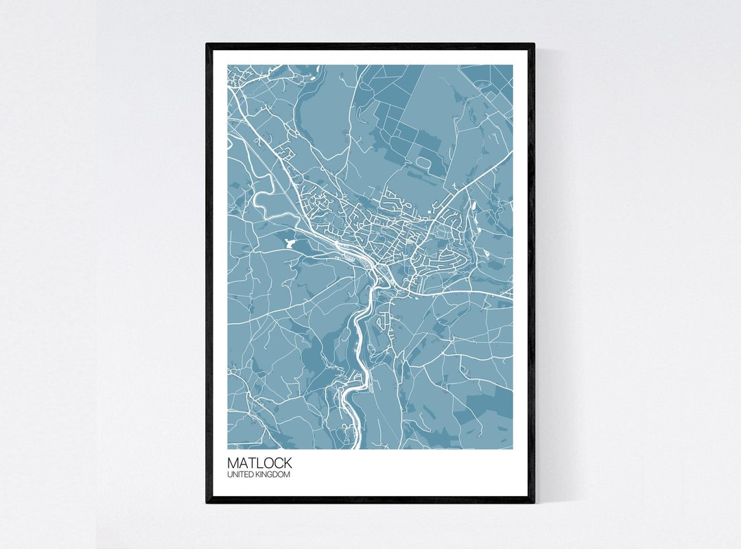 Matlock Map Print Many Colours Fast Delivery Scandi // - Etsy
