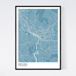 Matlock Map Print Many Colours Fast Delivery Scandi // | Etsy