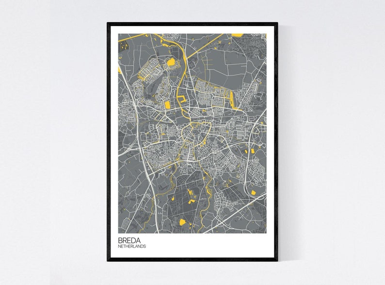 Breda Netherlands Map Art Print Many Colours 350gsm Art - Etsy