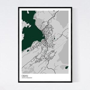 Oban, Scotland City Map Art Print Many Styles 350gsm Art Quality Paper ...