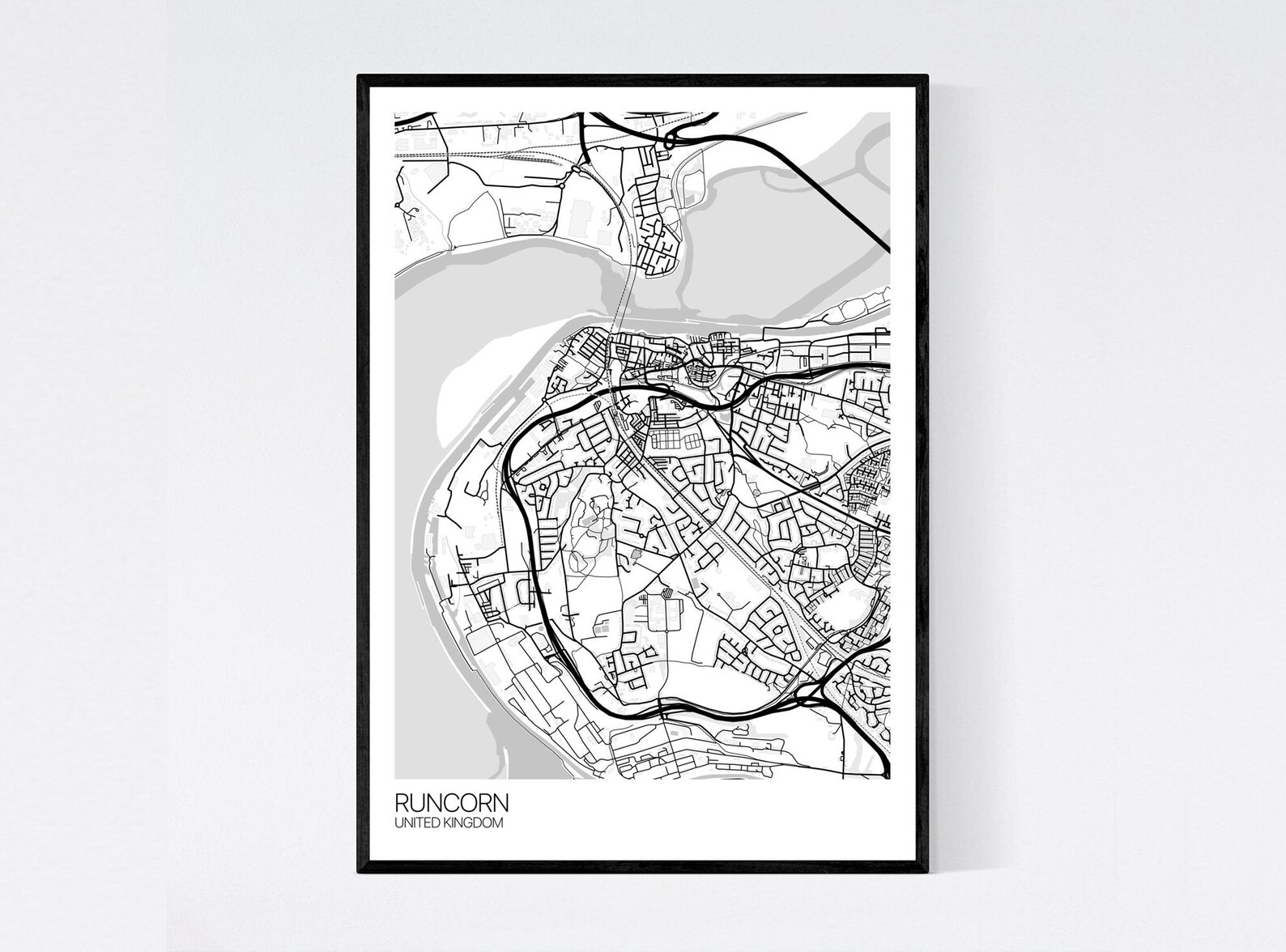 Runcorn Town Map Art Print Many Styles 350gsm Art Quality - Etsy
