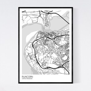 Runcorn Town Map Art Print Many Styles 350gsm Art Quality Paper Fast ...