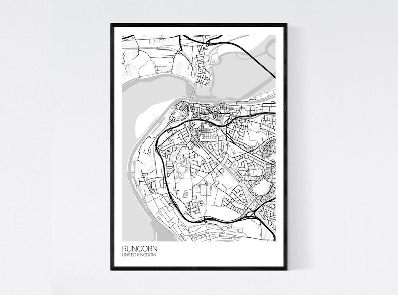 Runcorn Town Map Art Print Many Styles 350gsm Art Quality - Etsy