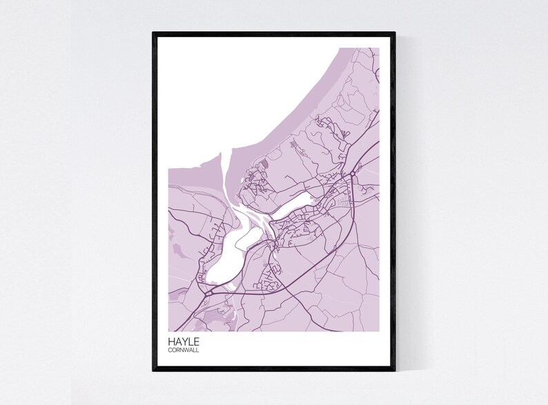 Hayle Cornwall Map Art Print Many Styles 350gsm Art - Etsy UK