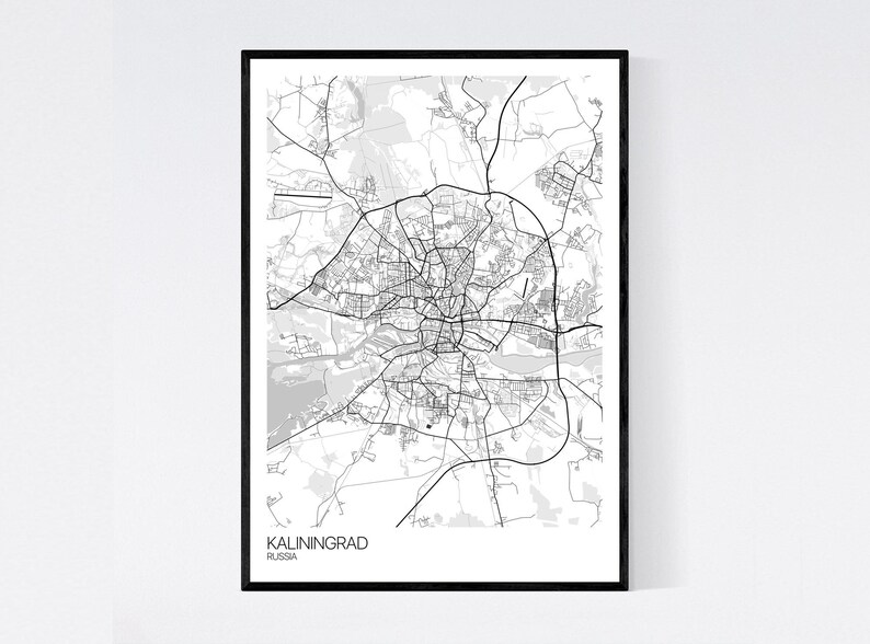 Kaliningrad Russia Map Art Print Many Styles 350gsm Art - Etsy UK