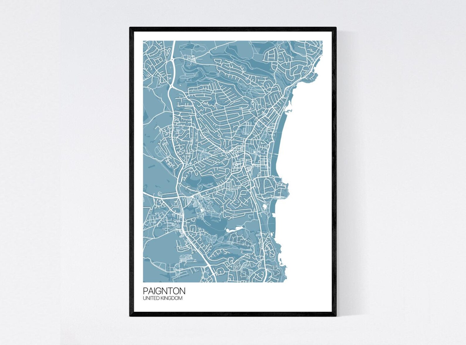 Paignton Map Print Many Colours 350gsm Art Quality Paper Fast Delivery ...
