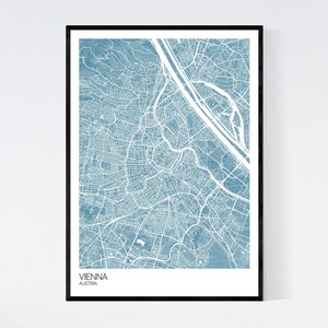 Vienna, Austria Map Art Print - Many Colours - 350gsm Art Quality Paper ...