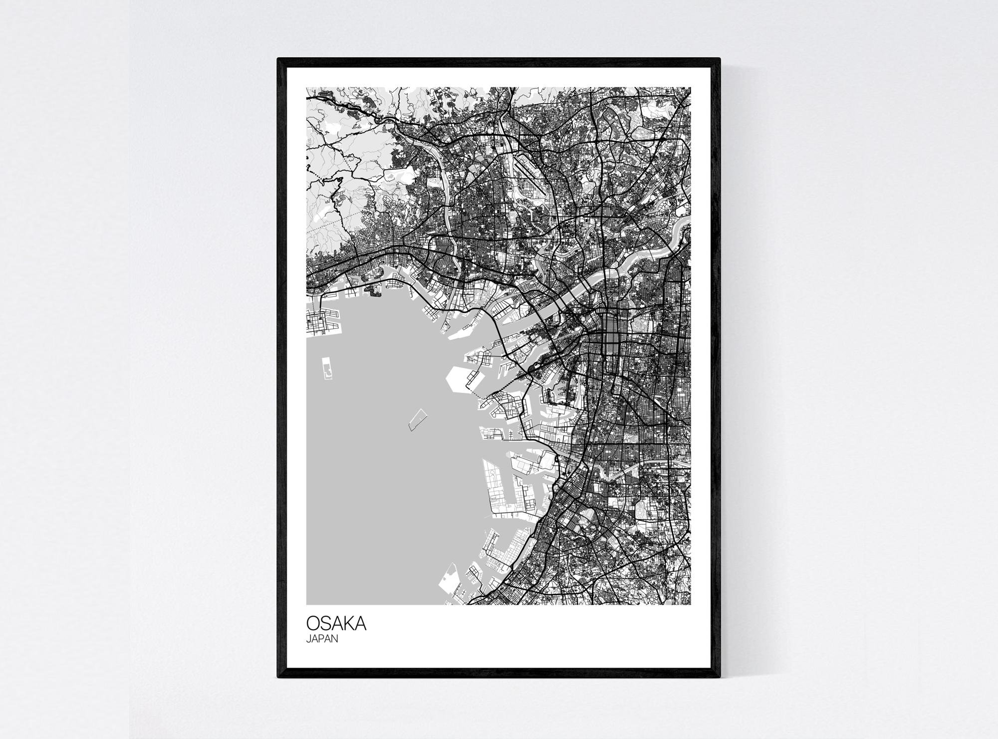 Osaka Japan Map Art Print Many Styles Art Quality Paper | Etsy