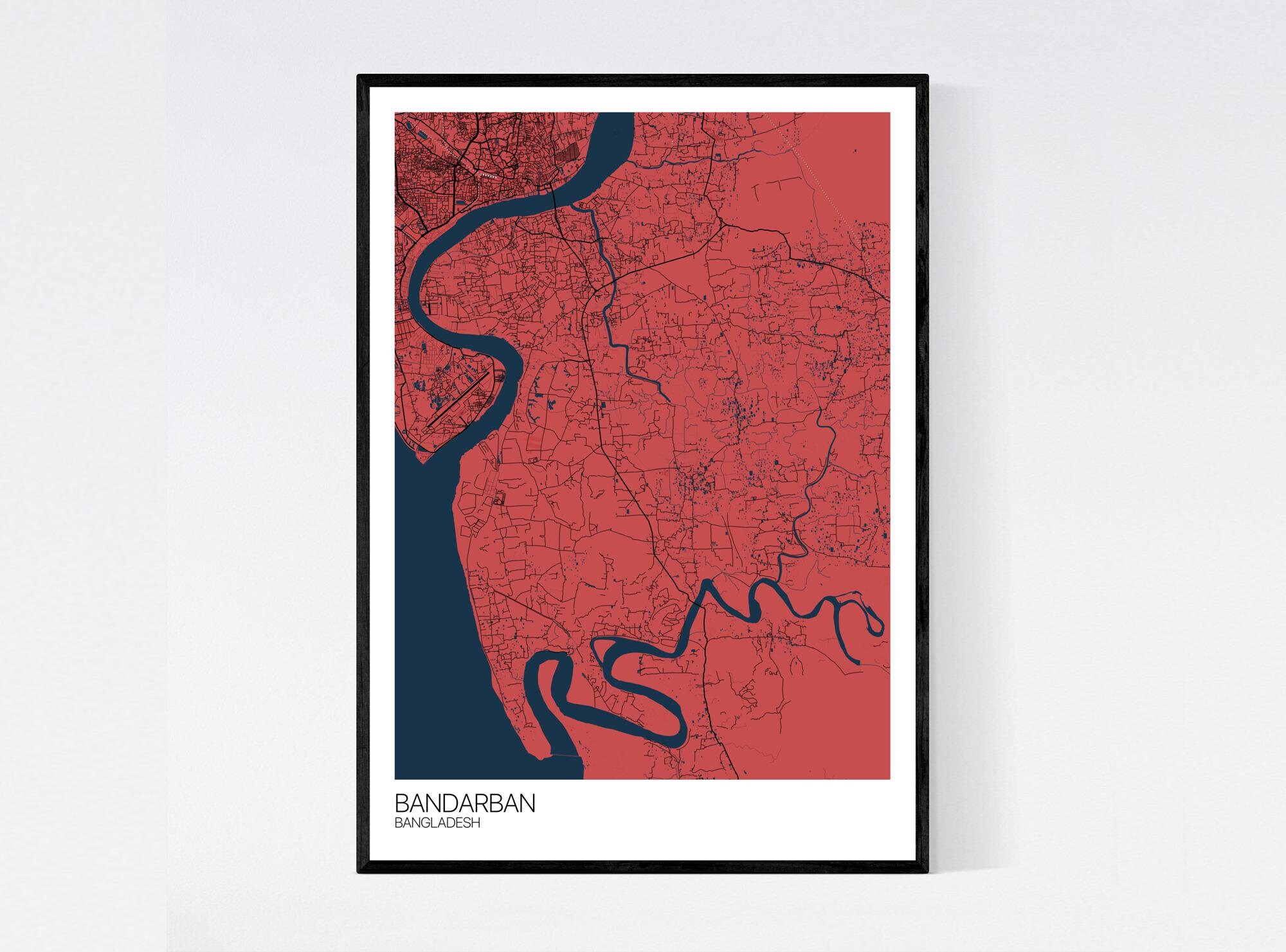 Bandarban Bangladesh Map Art Print Many Styles Art | Etsy