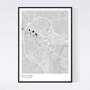 Stafford Town Map Art Print Many Styles 350gsm Art Quality Paper Fast ...