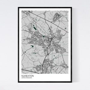 Nuneaton United Kingdom City Map Art Print Many Colours - Etsy