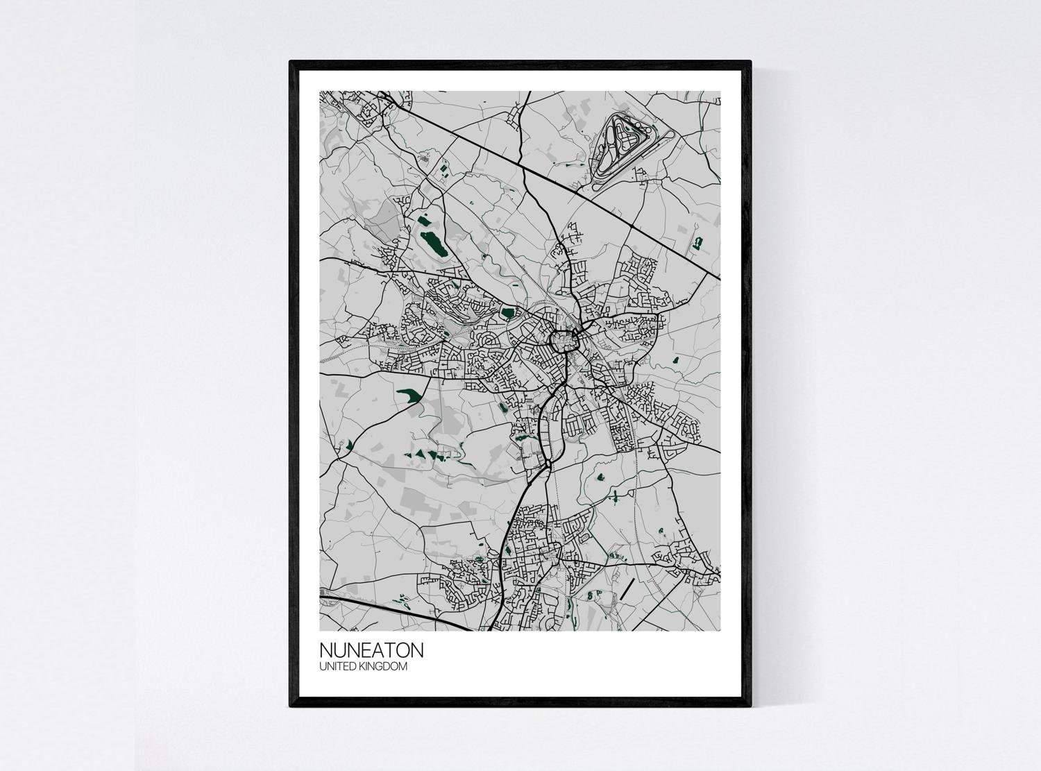 Nuneaton United Kingdom City Map Art Print Many Colours | Etsy