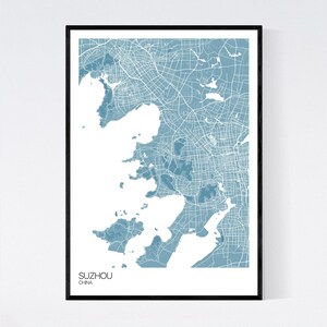 Suzhou, China Map Art Print Many Styles Art Quality Paper Fast Delivery ...