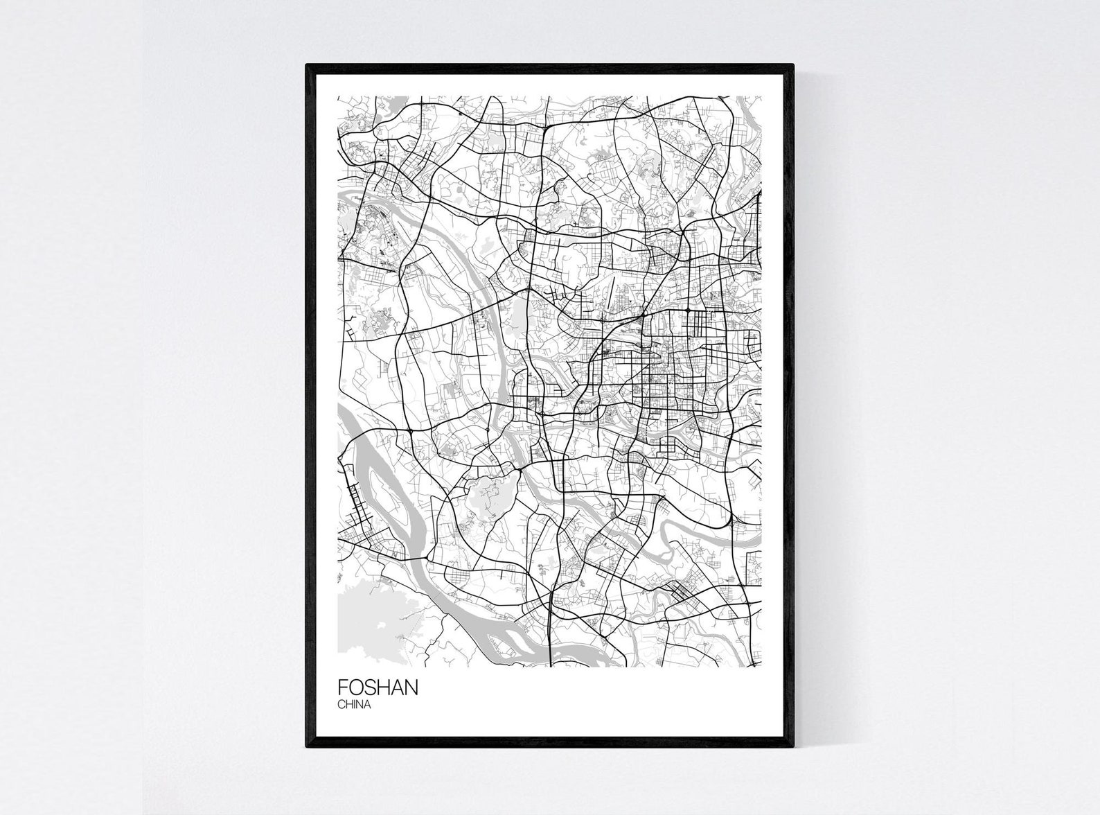 Foshan China Map Art Print Many Styles Art Quality Paper | Etsy