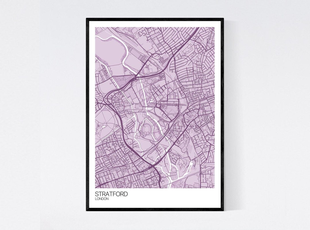 Stratford, London Map Art Print Many Colours 350gsm Art Quality Paper ...