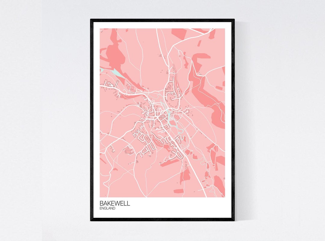 Bakewell, England Map Art Print Many Styles 350gsm Art Quality Paper ...