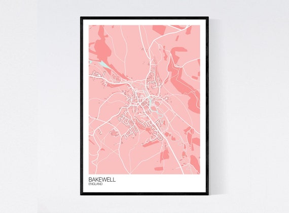 Bakewell England Map Art Print Many Styles 350gsm Art | Etsy