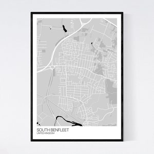 South Benfleet Map Art Print Many Styles 350gsm Art Quality Paper Fast ...