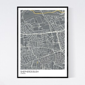 Shepherds Bush, London Map Art Print Many Colours 350gsm Art Quality ...