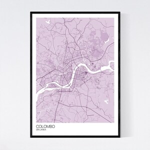 Colombo, Sri Lanka Map Art Print Many Styles Art Quality Paper Fast ...