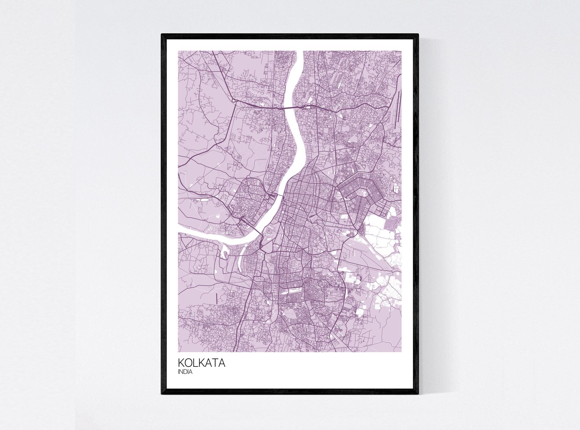 Kolkata India Map Art Print Many Styles Art Quality Paper - Etsy UK