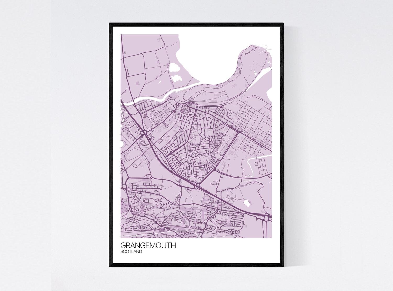 Grangemouth Scotland Map Art Print Many Styles 350gsm Art | Etsy