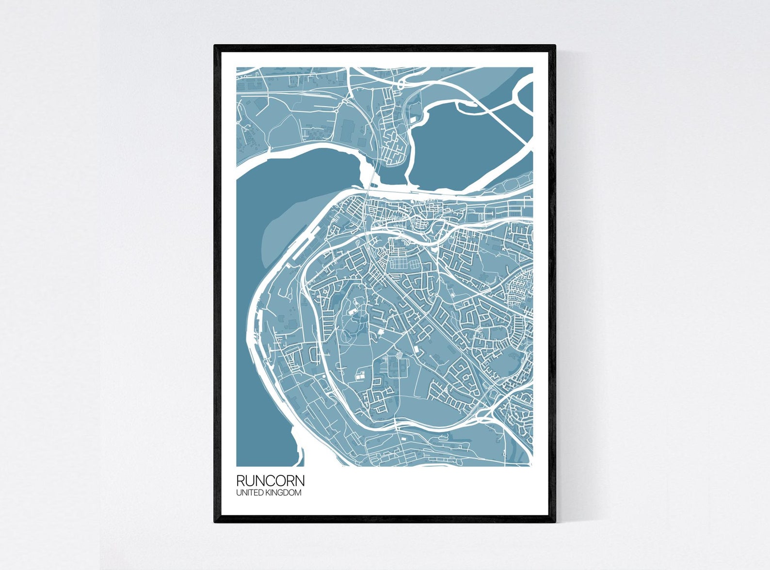 Runcorn Town Map Art Print Many Styles 350gsm Art Quality - Etsy
