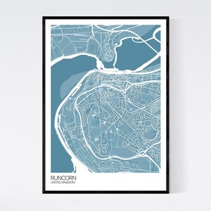 Runcorn Town Map Art Print Many Styles 350gsm Art Quality Paper Fast ...
