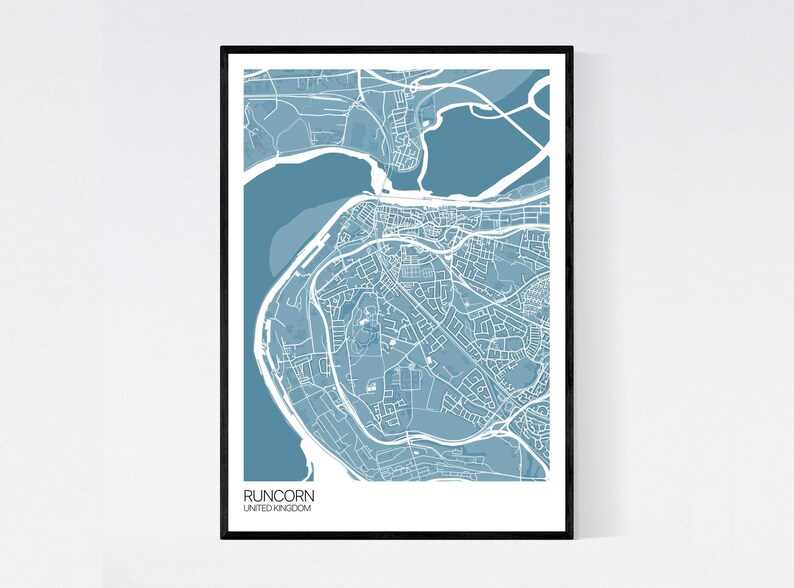 Runcorn Town Map Art Print Many Styles 350gsm Art Quality - Etsy