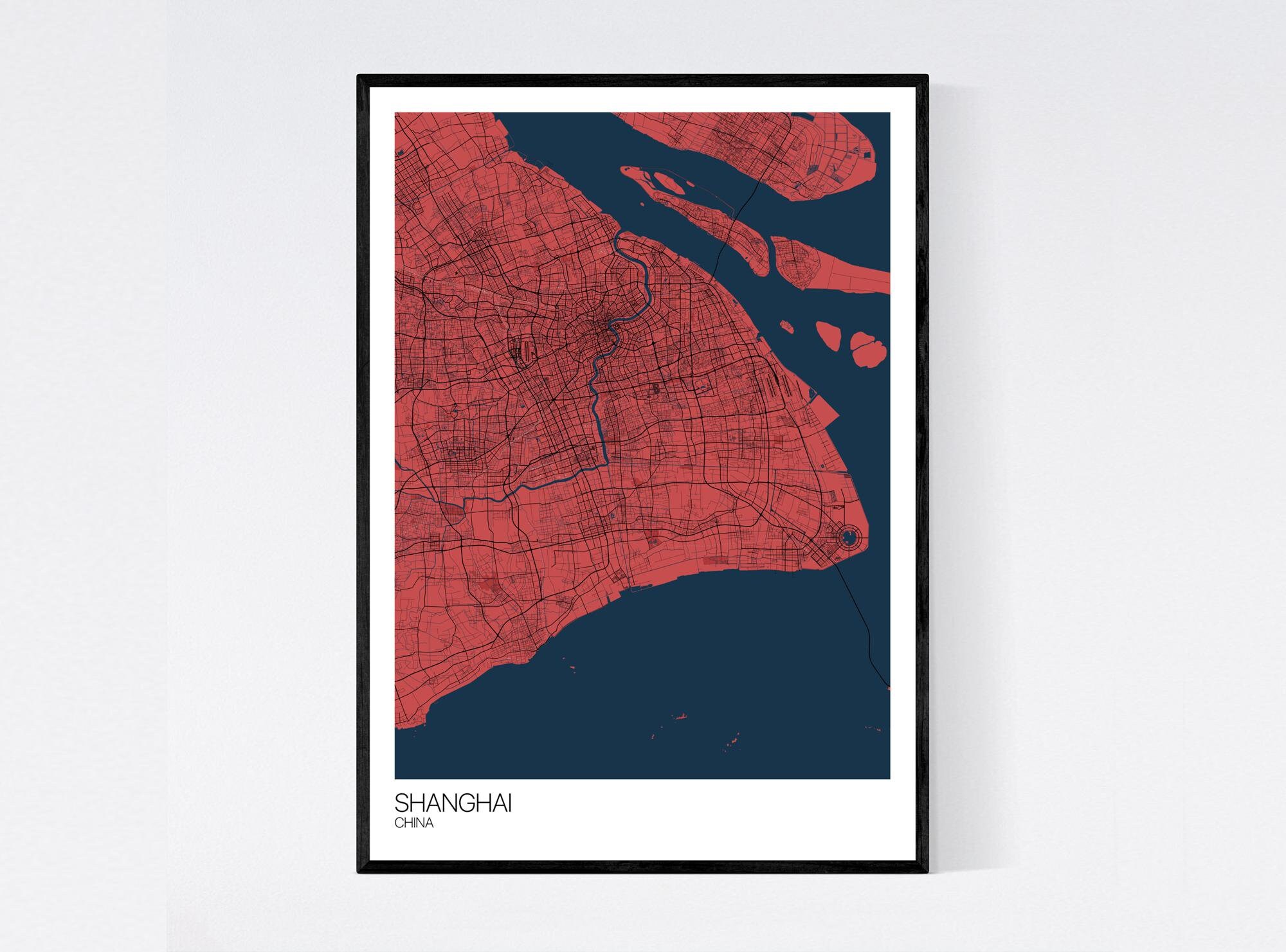 Shanghai China Map Art Print Many Styles Art Quality | Etsy
