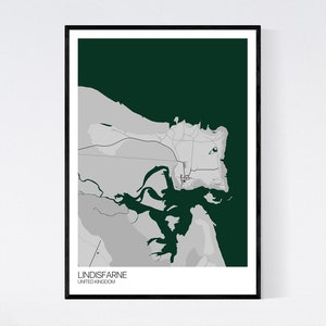 Lindisfarne holy Island Map Art Print Many Colours | Etsy