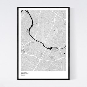 Austin, Texas Map Print Many Colours Printed on Art Quality Paper Fast ...