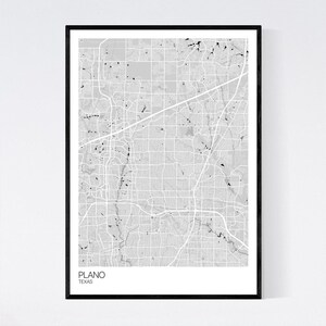 Plano, Texas Map Print Many Colours Printed on Art Quality Paper Fast ...