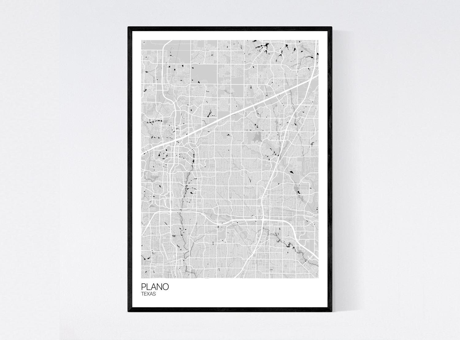 Plano Texas Map Print Many Colours Printed on Art Quality - Etsy UK