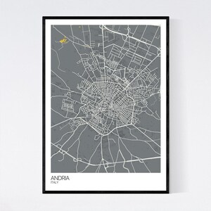 Andria, Italy Map Art Print Many Colours Art Quality Paper Fast ...