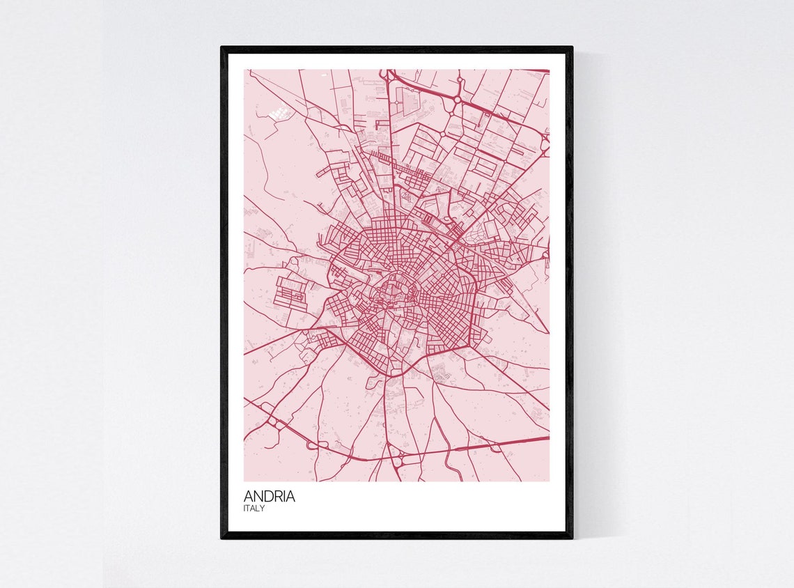 Andria Italy Map Art Print Many Colours Art Quality | Etsy