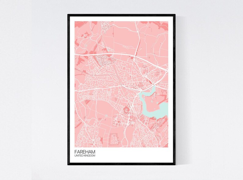 Fareham United Kingdom Map Print Many Colours Fast | Etsy