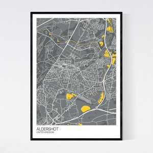 Aldershot UK Map Print Many Colours Printed on Art - Etsy
