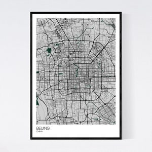 Beijing China Map Art Print Many Styles Art Quality Paper - Etsy