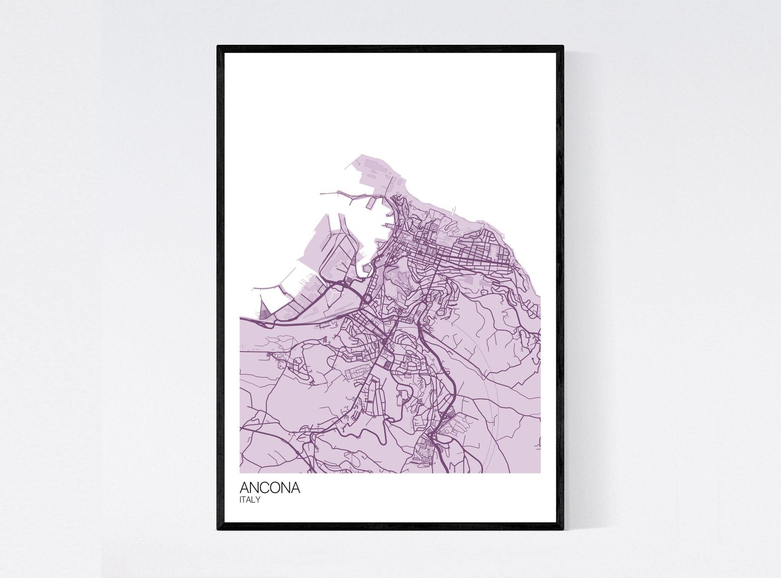 Ancona Italy Map Art Print Many Colours Art Quality Paper | Etsy