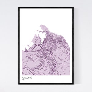 Ancona, Italy Map Art Print Many Colours Art Quality Paper Fast ...