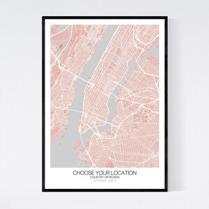 Custom Map With Centred Text, Colour Options, Choose Your Location ...