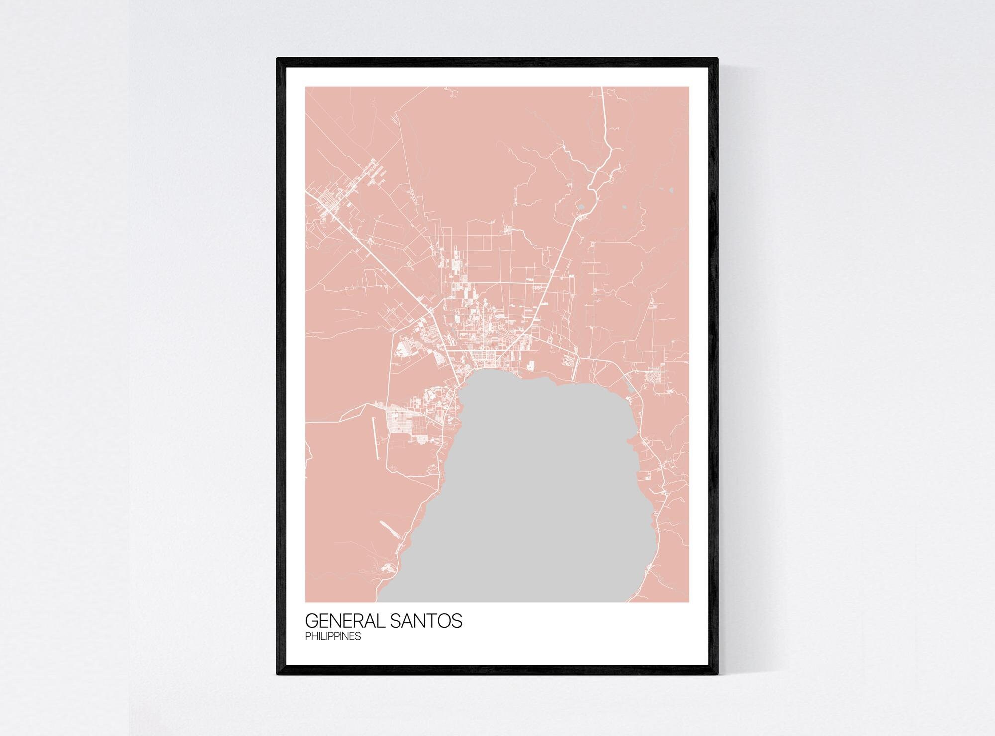 General Santos Philippines Map Art Print Many Styles Art | Etsy