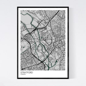Stratford, London Map Art Print Many Colours 350gsm Art Quality Paper ...