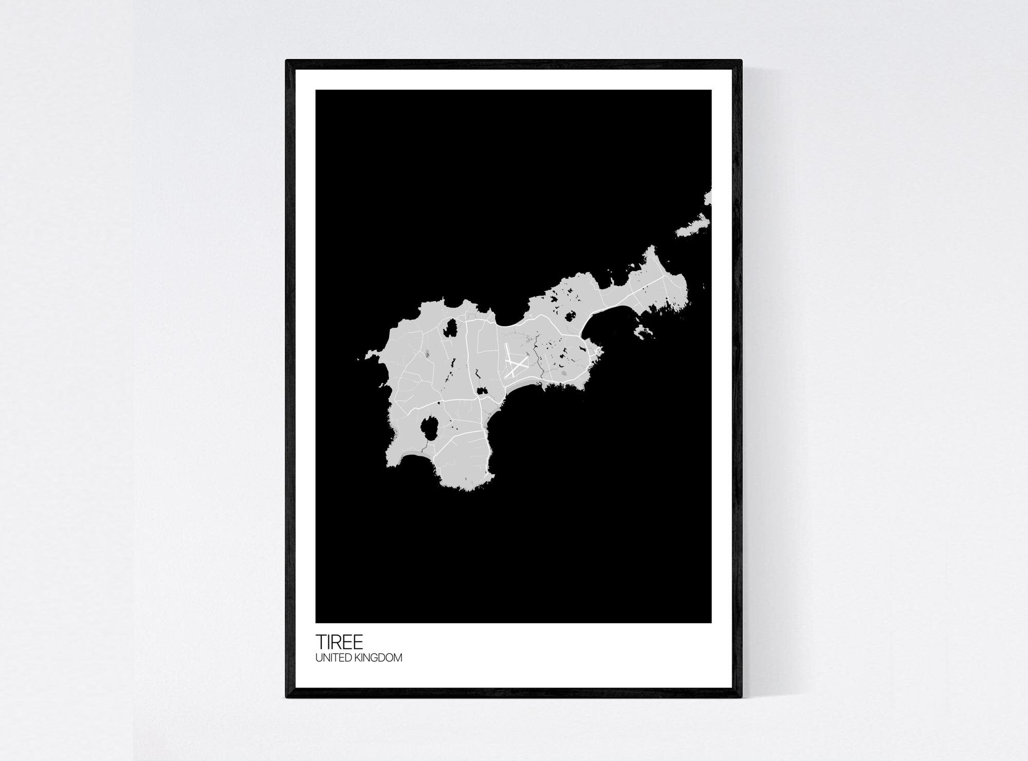 Isle of Tiree Map Art Print Pink/blue/white 350gsm Art | Etsy